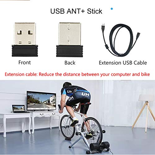 USB ANT+ Stick Dongle Adapter Wireless Receiver for Zwift, TheSufferfest, TrainerRoad, Rouvy to Upgrade Bike Trainer (with 3 Meters Extension Cable)