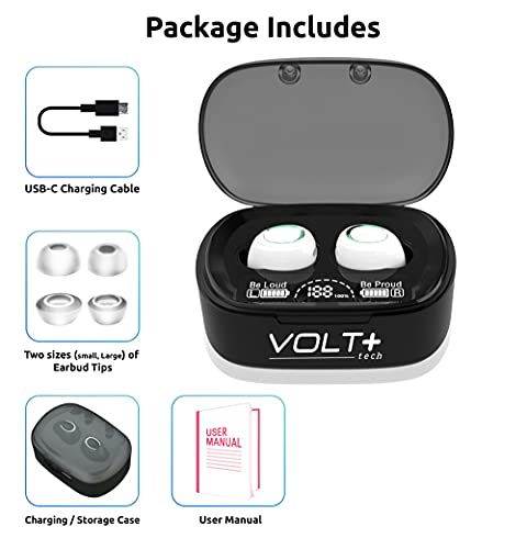 VOLT PLUS TECH Wireless V5.1 PRO Earbuds Compatible with Google Pixel 6a IPX3 Bluetooth Touch Waterproof/Sweatproof/Noise Reduction with Mic (White)