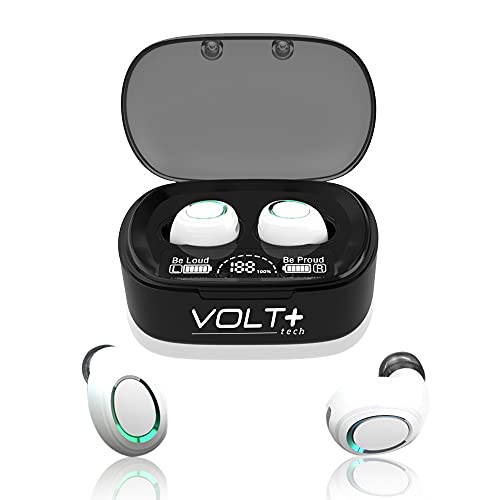 VOLT PLUS TECH Wireless V5.1 PRO Earbuds Compatible with Google Pixel 6a IPX3 Bluetooth Touch Waterproof/Sweatproof/Noise Reduction with Mic (White)