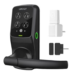 lockly secure pro, wi-fi smart lock, keyless entry door lock, pin genie® keypad, 3d biometric fingerprint sensor, voice control, auto lock – matte black (pgd628wmb) – latch edition