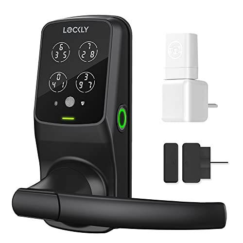 Lockly Secure Pro, Wi-Fi Smart Lock, Keyless Entry Door Lock, PIN Genie® Keypad, 3D Biometric Fingerprint Sensor, Voice Control, Auto Lock - Matte Black (PGD628WMB) - Latch Edition