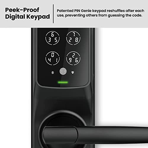 Lockly Secure Pro, Wi-Fi Smart Lock, Keyless Entry Door Lock, PIN Genie® Keypad, 3D Biometric Fingerprint Sensor, Voice Control, Auto Lock - Matte Black (PGD628WMB) - Latch Edition