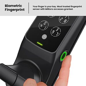 Lockly Secure Pro, Wi-Fi Smart Lock, Keyless Entry Door Lock, PIN Genie® Keypad, 3D Biometric Fingerprint Sensor, Voice Control, Auto Lock - Matte Black (PGD628WMB) - Latch Edition