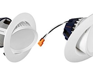 SYLVANIA General Lighting 70395 Ultra 4" Gimbal (Tilting) Recessed Downlight Kit, 50W Equivalent LED Lamp, 3000K (Warm White), White