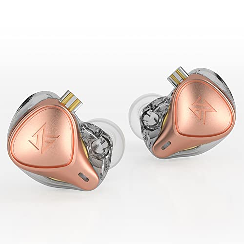 topssale KZ ZEX Pro Wired Headphone Electrostatic+Dynamic+Balanced Earphone Gaming Hybrid Headset Earbud L Shaped 3.5mm Jack IEM (Without Mic, Rose Gold)