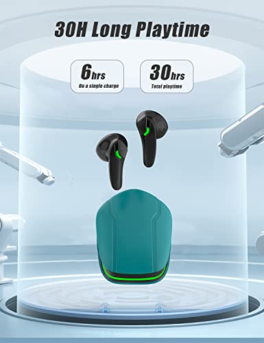 ZBC Earbuds Wireless Bluetooth in-Ear Headphones with 4 Microphones ENC Noise Cancelling Clear Calls Wireless Ear Buds 30H Playback IPX5 Waterproof Sports Stereo Earphones for iPhone Android (Green)