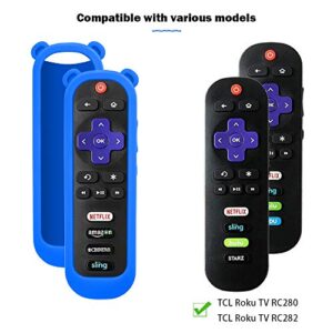 3 Pack Silicone Remote Cases for Roku TCL TV Streaming Stick 3600R, TCL Roku Remote Shockproof Cover Easy to Access, Anti-Slip Protective Sleeves with Blue Red Black