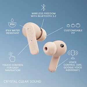 Urbanista Phoenix Solar Powered Hybrid Active Noise Cancelling Wireless Earbuds with Infinite Playtime, Bluetooth Multipoint in-Ear Headphones, Self-Charging Wireless Charging Case, Desert Rose