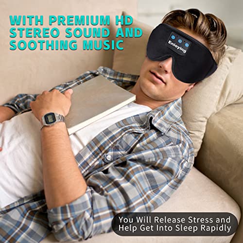 WIRIST Sleep Headphones, 3D Wireless Music Eye Mask for Sleeping, Thin Stereo Speakers for Insomnia Meditation Travel Sports Bluetooth Sleep Mask(Black)