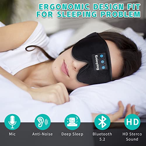 WIRIST Sleep Headphones, 3D Wireless Music Eye Mask for Sleeping, Thin Stereo Speakers for Insomnia Meditation Travel Sports Bluetooth Sleep Mask(Black)