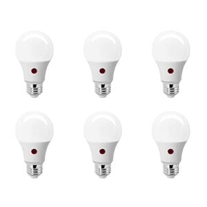 sylvania dusk to dawn a19 led light bulb with auto on/off light sensor, 60w=9w, 800 lumens, 2700k, soft white – 6 pack (41257)