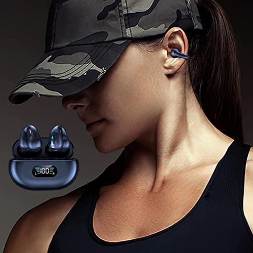 AAOCLO Wireless Ear Clip Bone Conduction Headphones, Wireless Bluetooth Headset, Bone Conduction Clip Ear Noise Reduction Sports Running Waterproof Noise Reduction (White)