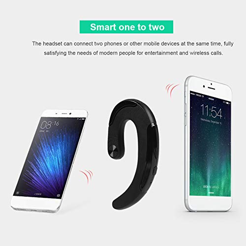 Wireless Bone Conduction Bluetooth Headset Ear-Hook Earphone Stereo Noise Reduction HD Sound Bluetooth Headphones with Microphone(Black)