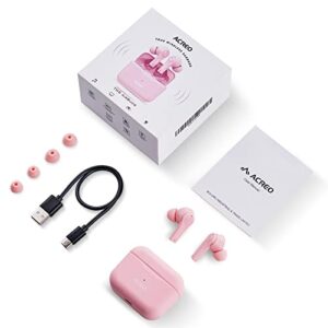 ACREO Wireless Earbuds, AirBuds,【2021 Launched】,Bluetooth TWS Earbuds with 24 Hours Playtime, More Compact Wireless Earbuds for Android and iPone,IPX7 Rating Waterproof Earbuds Pink