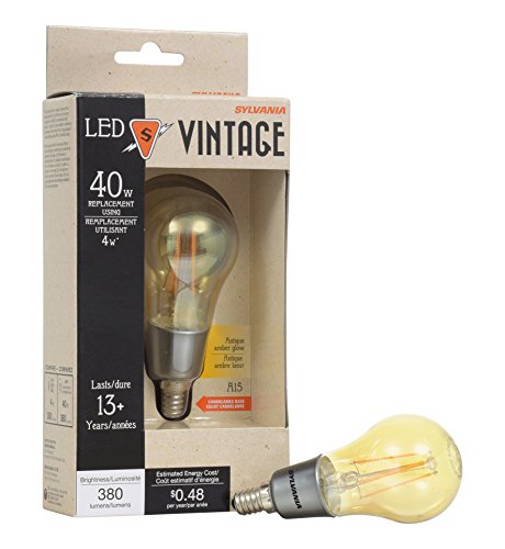 LEDVANCE 74335 Sylvania Ultra LED A15 Vintage Light Bulb-40W Equivalent-2200K-Candelabra Base, Warm White-2200K