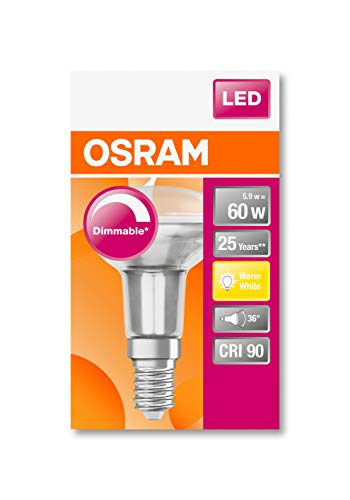 OSRAM LED Reflector lamp / Base: E14 / Warm White / 2700 K / 5.90 W / Replacement for 60 W Reflector lamp / LED Superstar R50 [Energy Efficiency Class A] / Pack of 10