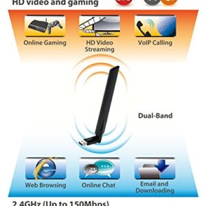 Edimax Wi-Fi 5 802.11ac AC600 High Gain Dual-Band (2.4GHz/5GHz) Adapter w/ Adjustable +4/6dBi Antenna, Wireless USB Adapter, Win 11 Plug-n-Play, Mac OS 10.15, Linux, USB Cradle, EW-7811UAC