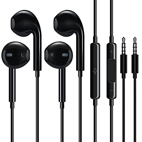 iPhone Wired Earbuds【2 Pack】 3.5mm iPhone Wired Headphones Noise Isolating Earphones Volume Control Built-in Microphone in-Ear Headset Compatible with iPhone 6s/6 Plus/SE/Samsung/Android /MP3/MP4