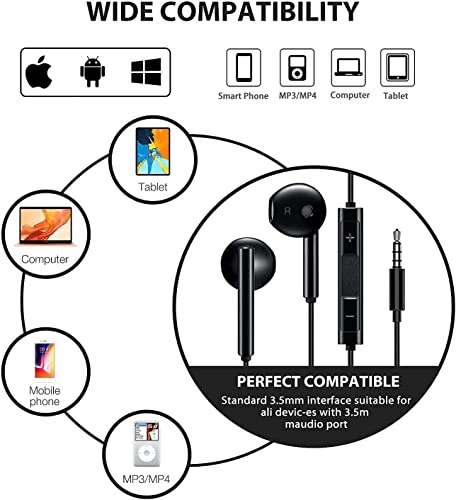 iPhone Wired Earbuds【2 Pack】 3.5mm iPhone Wired Headphones Noise Isolating Earphones Volume Control Built-in Microphone in-Ear Headset Compatible with iPhone 6s/6 Plus/SE/Samsung/Android /MP3/MP4