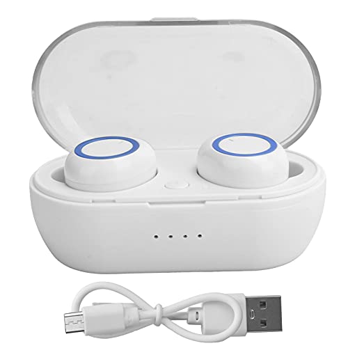 True Wireless Earbuds Bluetooth Headphones,Stereo Bluetooth 5.0 Headset with Wireless Charging Case,Touch Control Design,for Sport Work Travel Home Office(White Blue)