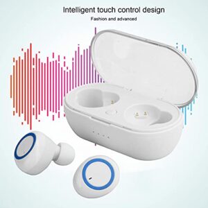 True Wireless Earbuds Bluetooth Headphones,Stereo Bluetooth 5.0 Headset with Wireless Charging Case,Touch Control Design,for Sport Work Travel Home Office(White Blue)