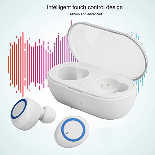 True Wireless Earbuds Bluetooth Headphones,Stereo Bluetooth 5.0 Headset with Wireless Charging Case,Touch Control Design,for Sport Work Travel Home Office(White Blue)