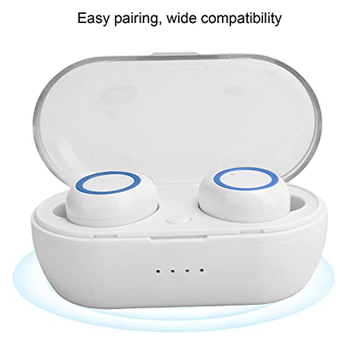 True Wireless Earbuds Bluetooth Headphones,Stereo Bluetooth 5.0 Headset with Wireless Charging Case,Touch Control Design,for Sport Work Travel Home Office(White Blue)