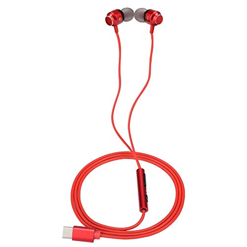 ASHATA Wired Magnetic Earphones, Type C Noise Canceling in Ear Stereo Sports Headphone with Microphone HiFi Music Sound for iOS Android