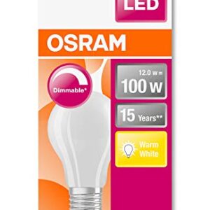 OSRAM LED lamp/Base: E27 / Warm White / 2700 K / 12 W/Replacement for 100 W Incandescent Bulb/LED Retrofit Classic A DIM [Energy Efficiency Class A++] / Pack of 10