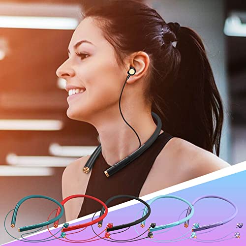 Sports Wireless Blue-tooth Earphones, High-Power Neck-Mounted Mag-netic Earphones Stereo Earbuds, Bone-Conduction Earphone Foldable Headset Super Battery Life, for Outdoor Working Travel (Purple)