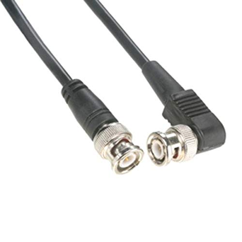 Amphenol CO-058BNCRBNC-002 Black BNC Male to BNC Right Angle Male Coaxial Cable, RG58, 50 Ohm, 2'