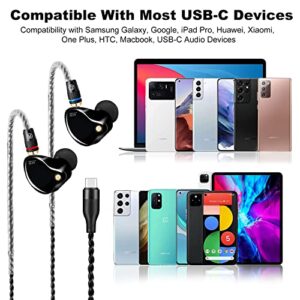 DCMEKA USB C in Ear Monitor, Superior Sound Wired Earbuds with Tesla Magnet, Professional Sound Isolating Earphones for Singers/Drummers/Musicians, MMCX Connector IEM Earphones(with Mic)