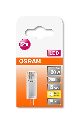 Osram Pack of 20 x LED PIN 12 V | LED Lamp: G4, 1.80 W = Replacement for 20 W | Warm White, 2700 K