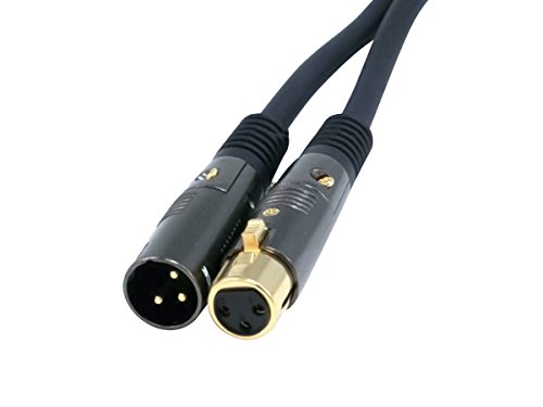 Monoprice Premier Series XLR Male to XLR Female - 1.5ft - Black - Gold Plated | 16AWG Copper Wire Conductors [Microphone & Interconnect] & 1.5ft Premium 2 RCA Plug/2 RCA Plug M/M 22AWG Cable - Black