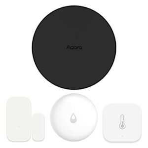 aqara smart hub m2 plus aqara temperature and humidity sensor, door and window sensor and water leak sensor, zigbee connection, for remote monitoring and smart home automation