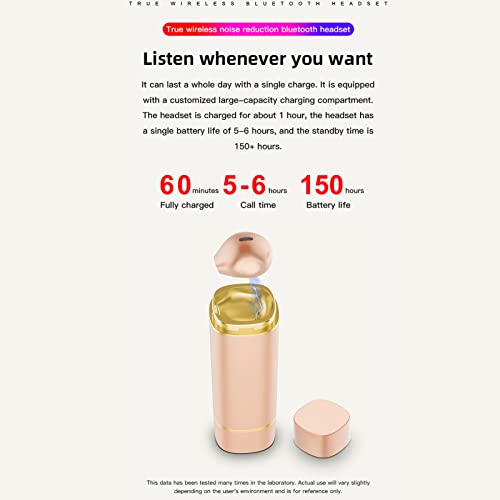 Loluka Small Lipstick Invisible Bluetooth Earbuds HiFi Sound Waterproof Earpiece Stereo Wireless Headset for Android iOS Black