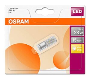 osram led star special pin/led-beam angle with g4-base/not dimmable/replacement for 30 watt/clear/warm white – 2700 kelvin / 9 pack