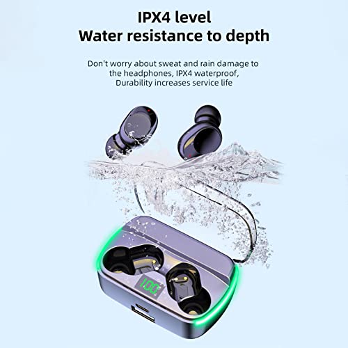 Wireless Bluetooth 5.3 Digital Display Earphones - Noise Cancellation HiFi Sound Cool Breathing Light Stereo in-Ear Light-Weight Touch-Control Headset with Charging Box for Sport