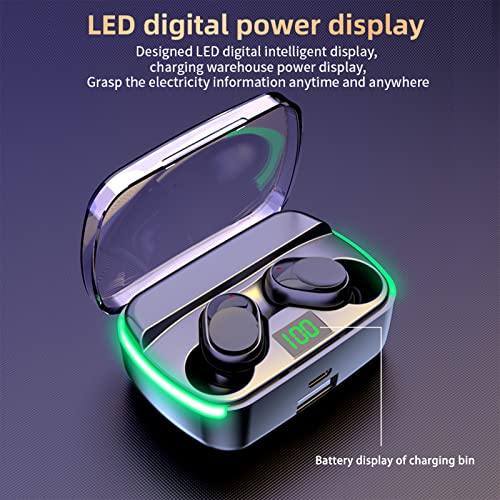 Wireless Bluetooth 5.3 Digital Display Earphones - Noise Cancellation HiFi Sound Cool Breathing Light Stereo in-Ear Light-Weight Touch-Control Headset with Charging Box for Sport