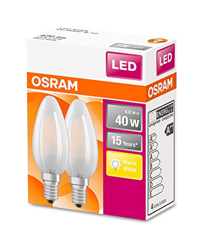 OSRAM LED lamp / Base: E14 / Warm White / 2700 K / 4 W / Replacement for 40 W Incandescent Bulb / Frosted / LED Retrofit Classic B [Energy Efficiency Class A++] / Pack of 10