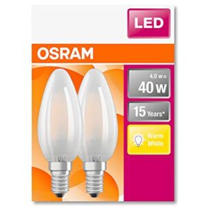 OSRAM LED lamp / Base: E14 / Warm White / 2700 K / 4 W / Replacement for 40 W Incandescent Bulb / Frosted / LED Retrofit Classic B [Energy Efficiency Class A++] / Pack of 10