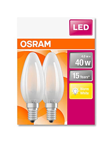 OSRAM LED lamp / Base: E14 / Warm White / 2700 K / 4 W / Replacement for 40 W Incandescent Bulb / Frosted / LED Retrofit Classic B [Energy Efficiency Class A++] / Pack of 10