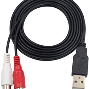 USB to 2RCA Cable, Haokiang 5 Feet/1.5m USB 2.0 Female to 2 RCA Female Jack Splitter Audio Video AV Composite Adapter Cord Cable (USB M/2RCA F)