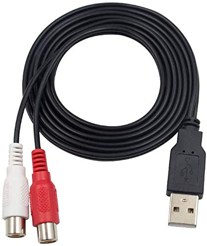 USB to 2RCA Cable, Haokiang 5 Feet/1.5m USB 2.0 Female to 2 RCA Female Jack Splitter Audio Video AV Composite Adapter Cord Cable (USB M/2RCA F)