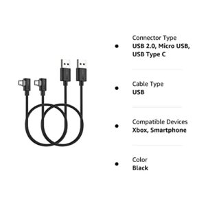 SUNGUY Right Angle Micro USB Cable 1.5FT [2 Pack], 18W Short 90 Degree Micro USB Cable Fast Charging USB 2.0 Data Sync Compatible for Samsung Galaxy S7 Edge S6 S5, Moto E6 5 4, LG-Black