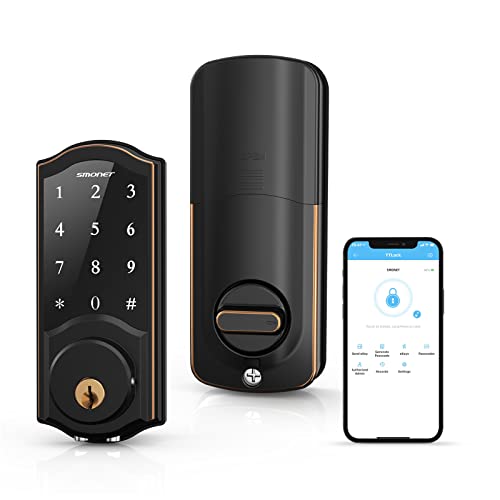 Smart Door Lock with Keypad, Keyless Entry Door Lock for Front Door, Electric Digital Automatic Door Lock Enter with APP for House Apartment Work with Alexa