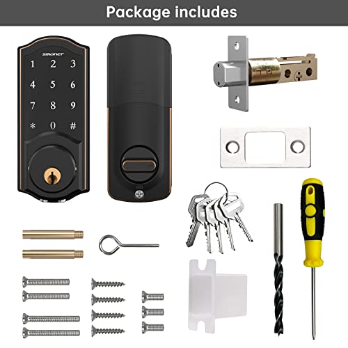 Smart Door Lock with Keypad, Keyless Entry Door Lock for Front Door, Electric Digital Automatic Door Lock Enter with APP for House Apartment Work with Alexa