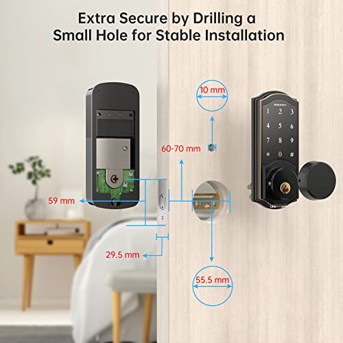 Smart Door Lock with Keypad, Keyless Entry Door Lock for Front Door, Electric Digital Automatic Door Lock Enter with APP for House Apartment Work with Alexa