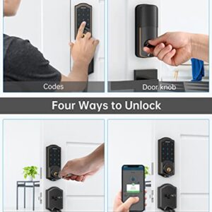 Smart Door Lock with Keypad, Keyless Entry Door Lock for Front Door, Electric Digital Automatic Door Lock Enter with APP for House Apartment Work with Alexa