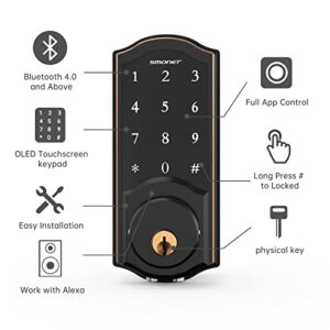 Smart Door Lock with Keypad, Keyless Entry Door Lock for Front Door, Electric Digital Automatic Door Lock Enter with APP for House Apartment Work with Alexa